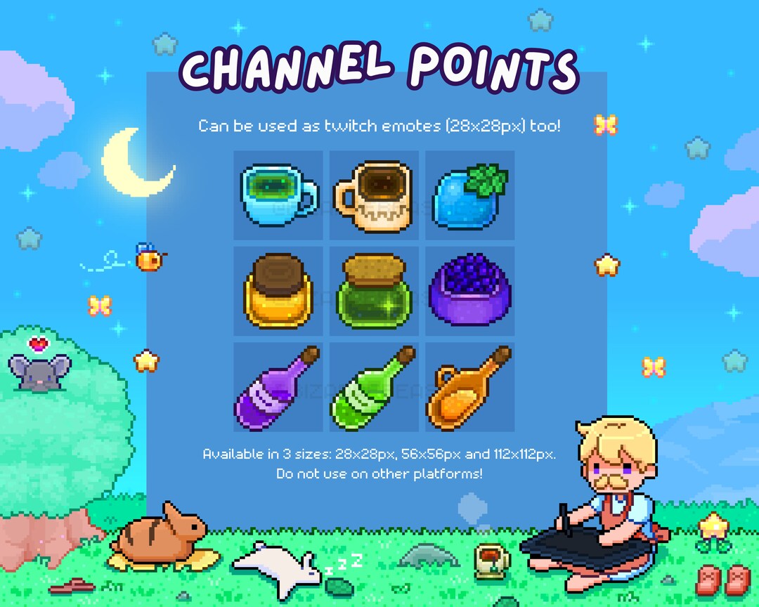 9 Twitch Emotes / Channel Points - Pixel Art Stream Decor, Subscriber ...