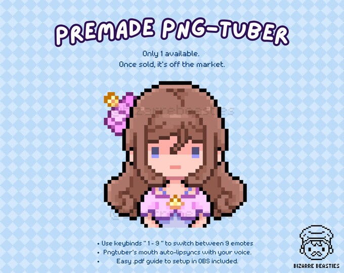 Premade Png-tuber Model - Only 1 Available - Pixel Art Vtuber Stream ...