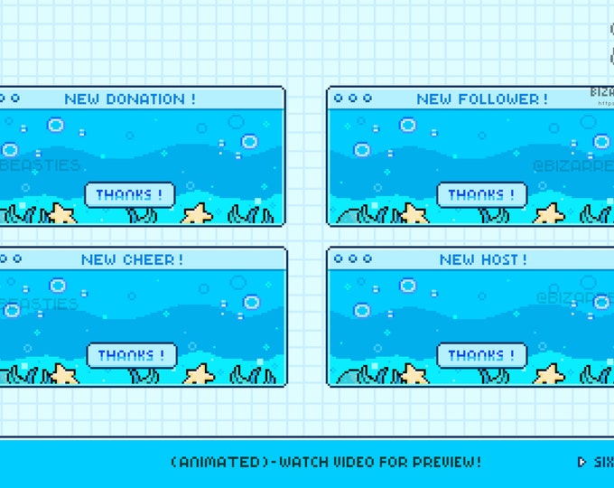 Cute 6x Animated Alerts ~ Animated Twitch Alerts Pack ~ 8bit Pixel Art ...