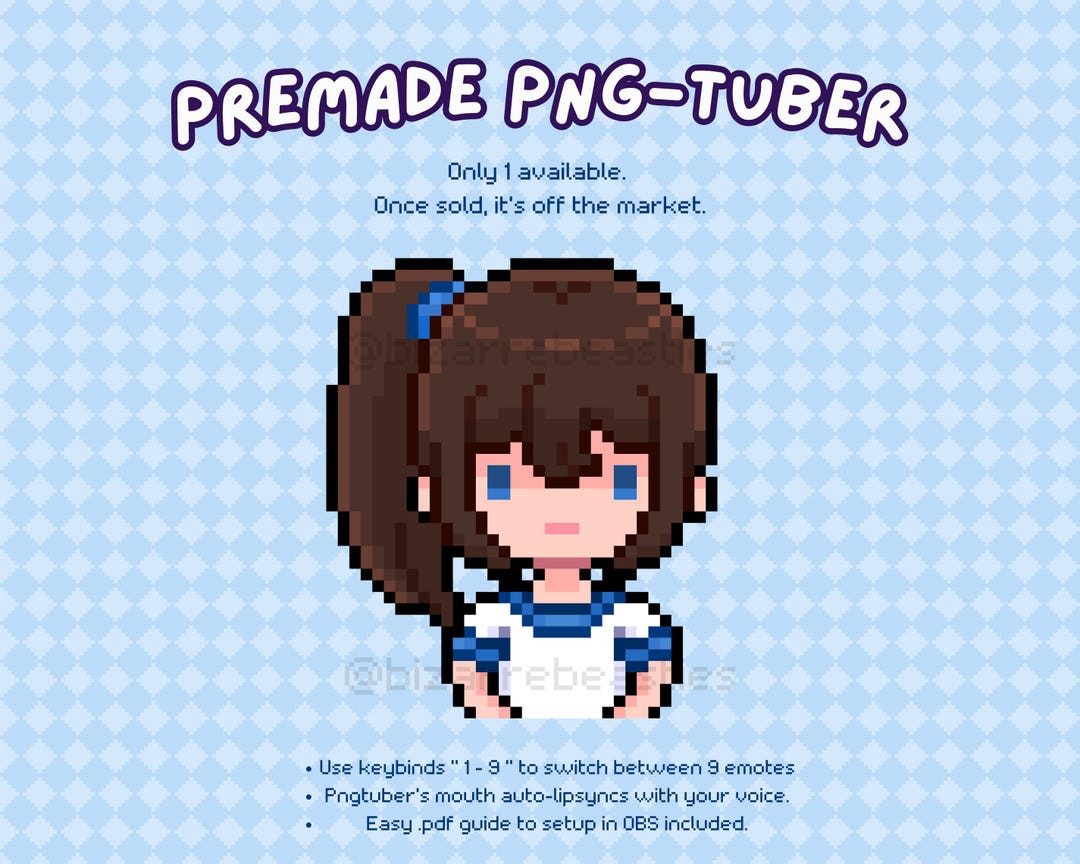 Premade Png-tuber Model - Only 1 Available - Pixel Art Vtuber Stream ...