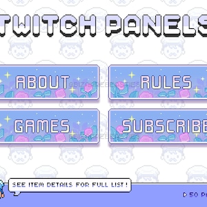 50x Cute Pixel Art Twitch Panels Stream Pack ~ Pretty Pink Roses Garden ...