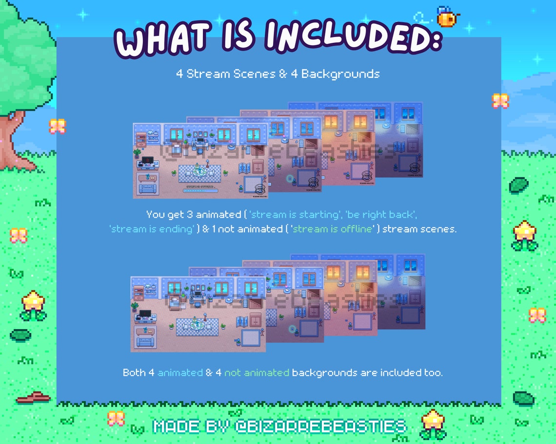 4 Pixel Art Animated Stream Scenes for Youtube, Twitch - Starting Soon ...