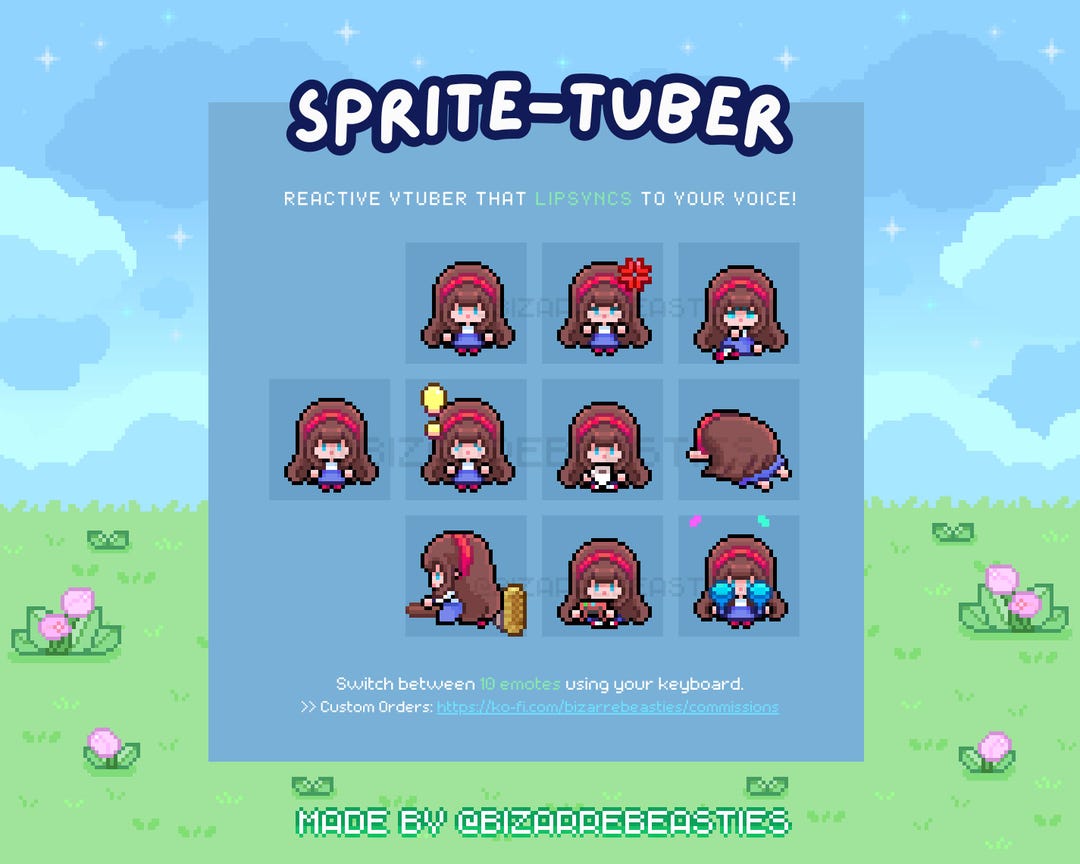 Animated Pixel Art Sprite-tuber Model - Premade Vtuber Assets, Cute ...
