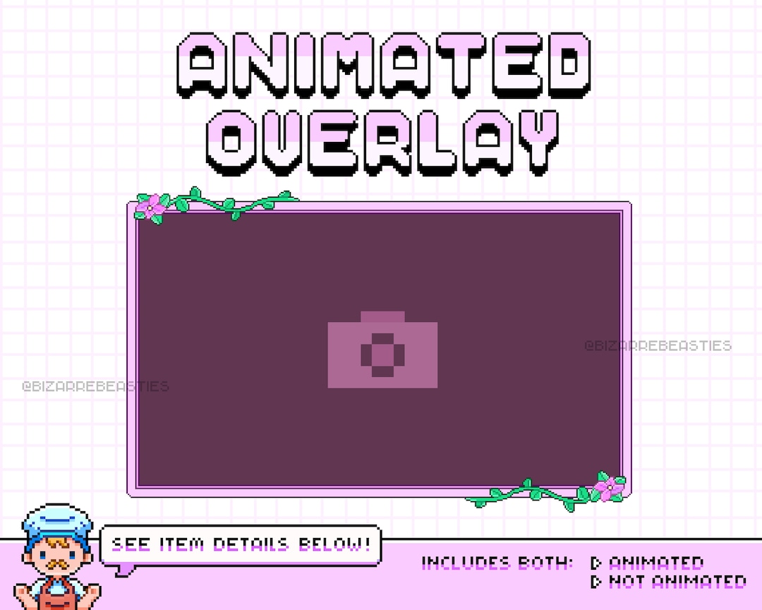 Cute Animated Webcam Overlay ~ 8bit Pixel Art All-in-one (GIF, Png, Mov ...