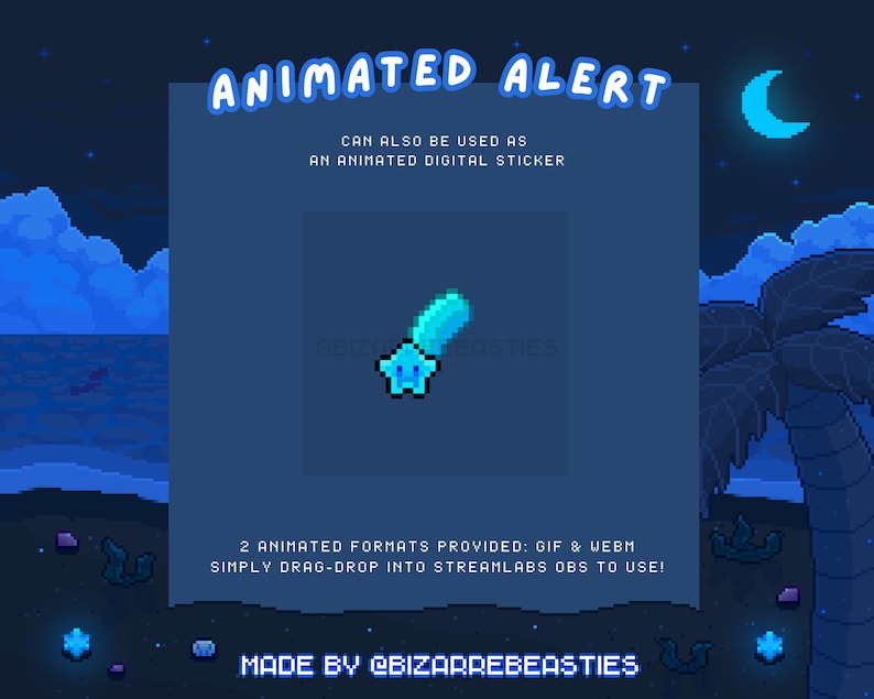 Cute Animated Stream Alert - Pixel Art Animated Twitch Alerts - Ocean ...