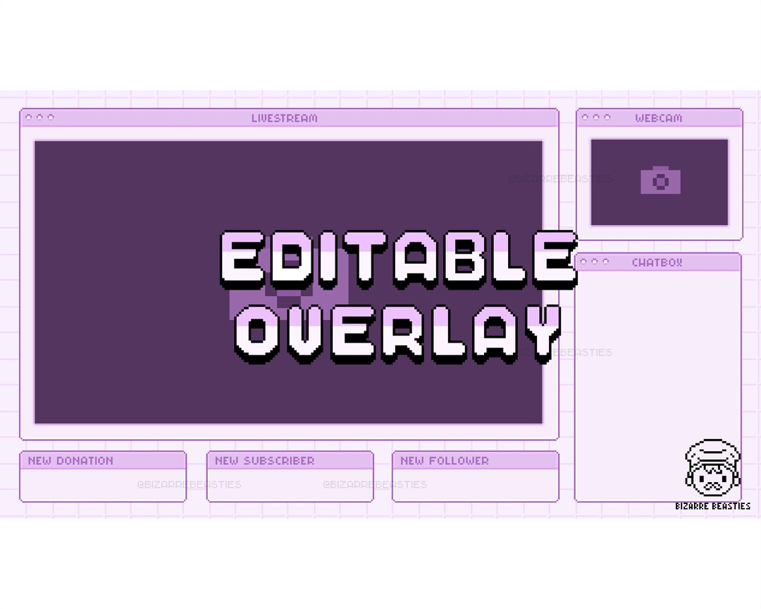 Editable Stream Overlay Pack Pixel Art, Computer Windows, Twitch ...