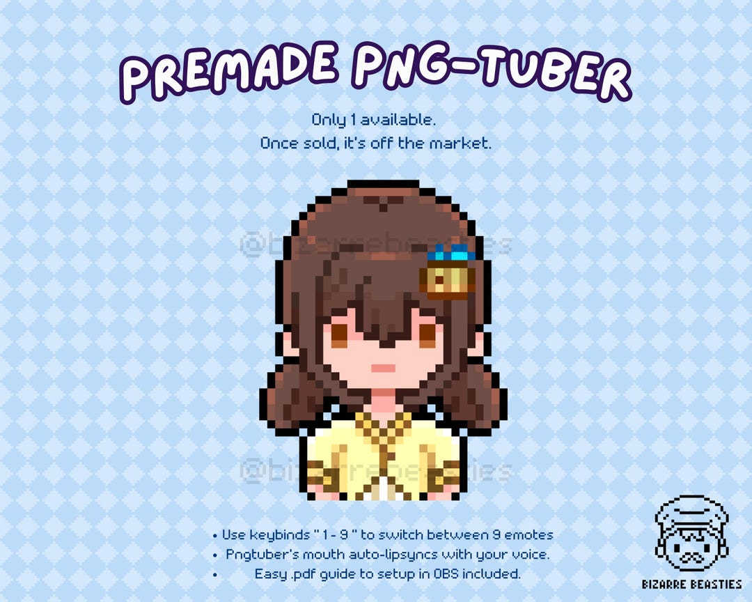 Premade Png-tuber Model - Only 1 Available - Pixel Art Vtuber Stream ...