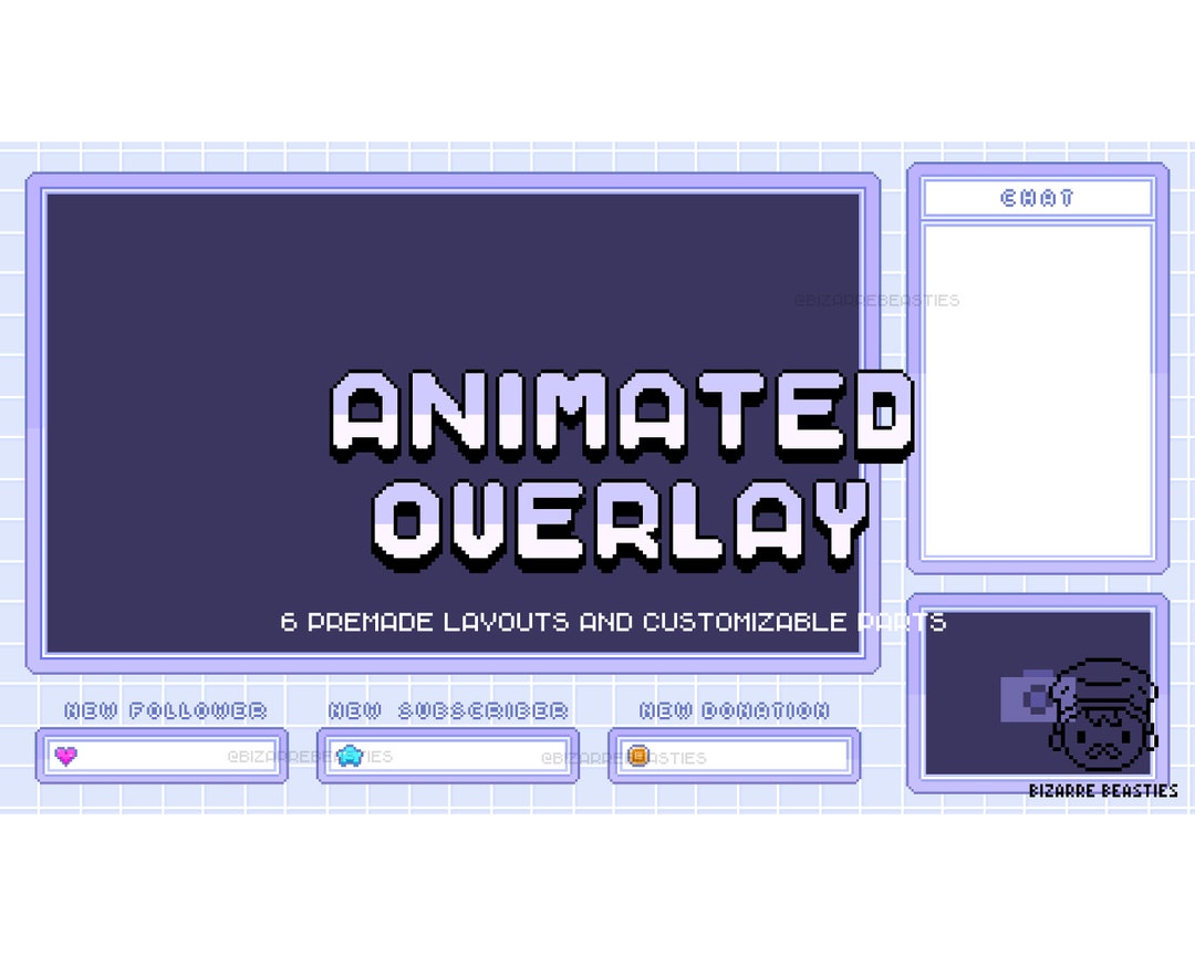 Cute Pixel Art Animated Stream Overlay Pack: Simple, Twitch , Chat ...
