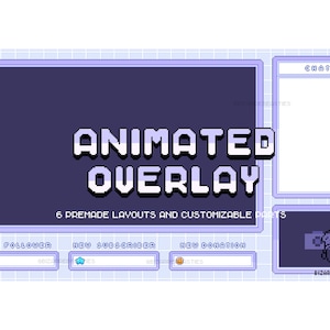 Cute Pixel Art Animated Stream Overlay Pack: Simple, Twitch , Chat Screen, Webcam, Vtuber ...