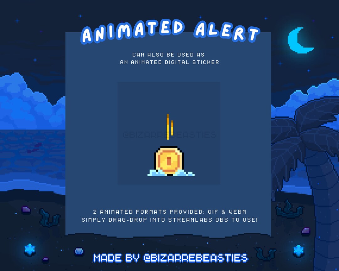 Cute Animated Stream Alert - Pixel Art Animated Twitch Alerts - Ocean ...