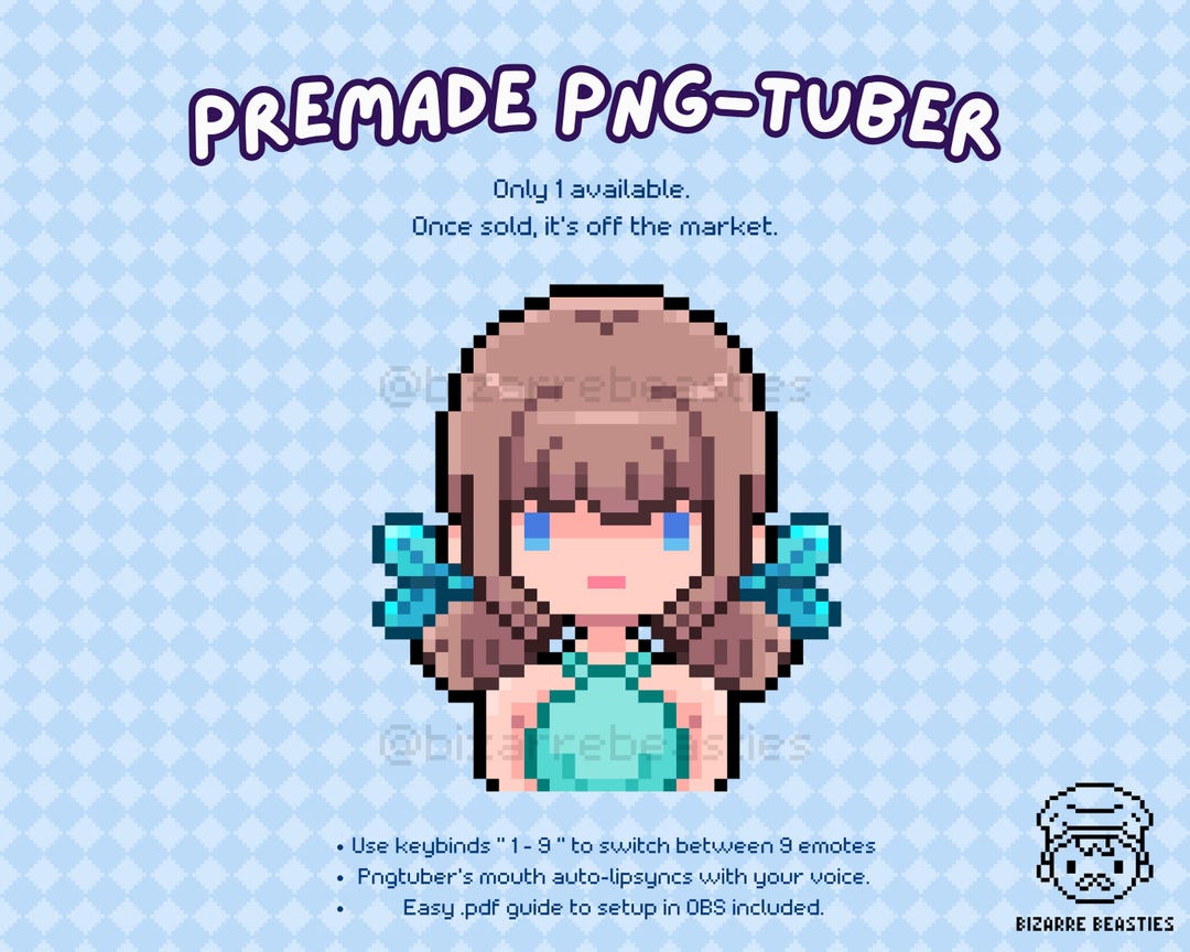 Premade Png-tuber Model - Only 1 Available - Pixel Art Vtuber Stream ...