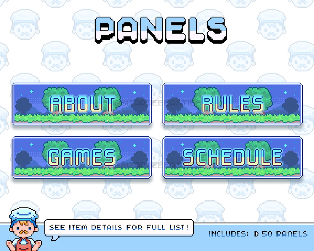 50x Twitch Panels Pack ~ Pixel Art Panels, Stream Panels, Stream ...