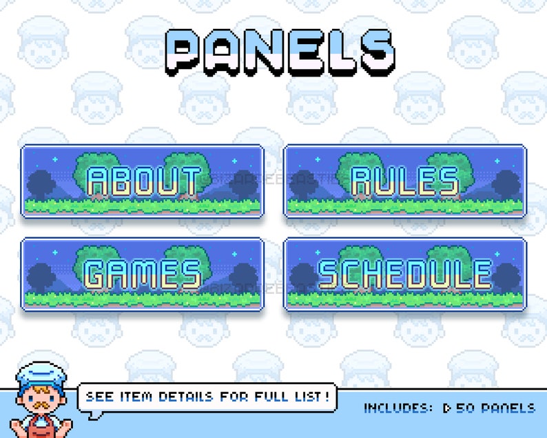 50x Twitch Panels Pack Pixel Art Panels Stream Panels - Etsy