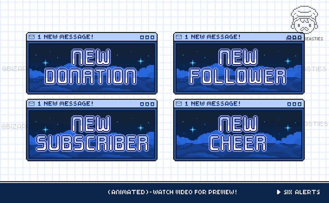Cute 6x Animated Stream Alerts Animated Twitch Alerts Pack Pixel Art ...