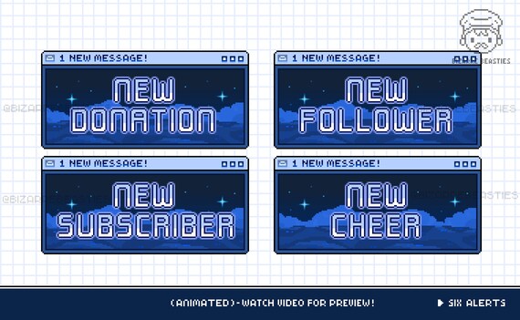 Cute 6x Animated Stream Alerts Animated Twitch Alerts Pack | Etsy
