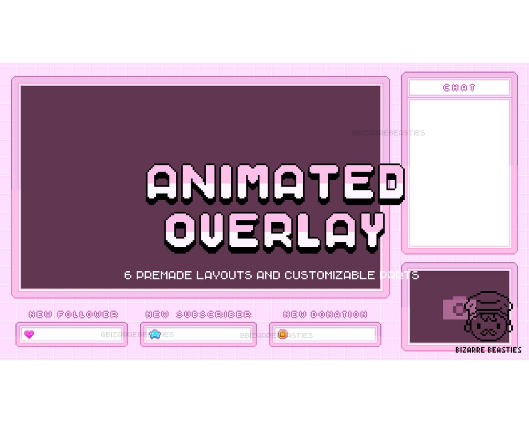 Pixel Art Animated Twitch Overlay Pack: Webcams, Fullscreen Stream ...