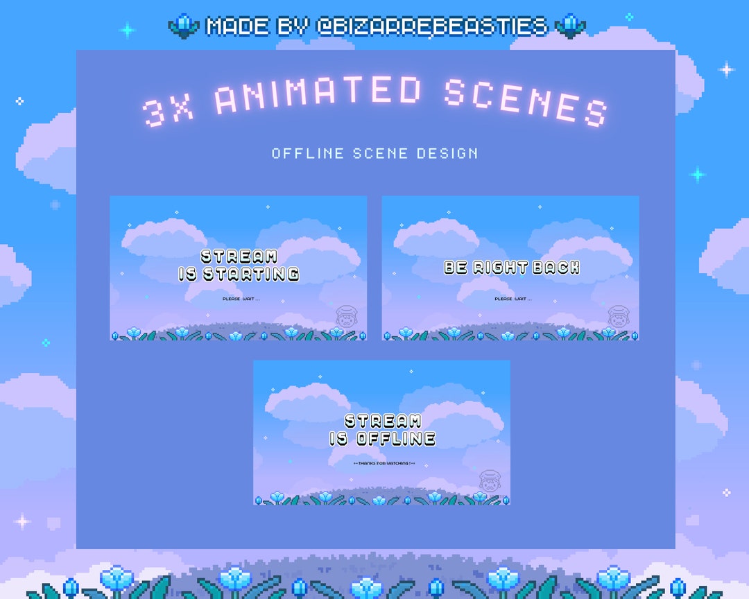 Cute Pixel Art Twitch Animated Stream Scenes Banners, Stream is ...
