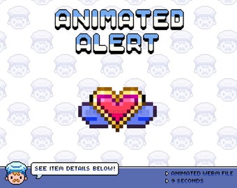 Cute Animated Alert for Twitch Pink Hearts 8bit Pixel Art Animation ...