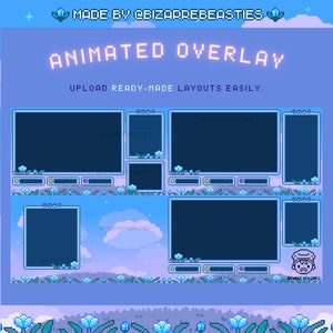 Animated Pixel Art Stream Package - Twitch Overlays, 50 Panels, Alerts ...
