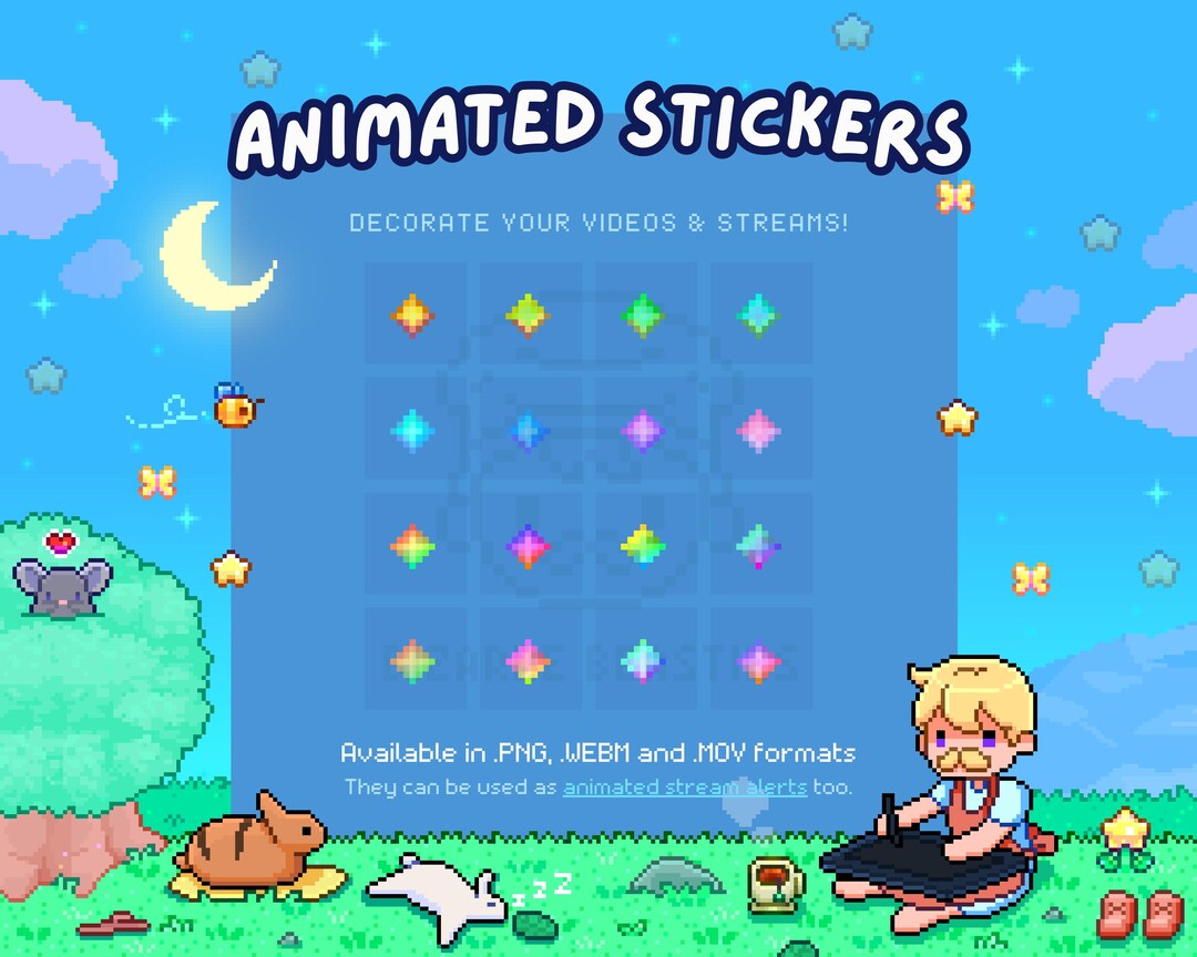 16x Animated Digital Stickers - Twitch Stream Alerts, Youtube Video ...