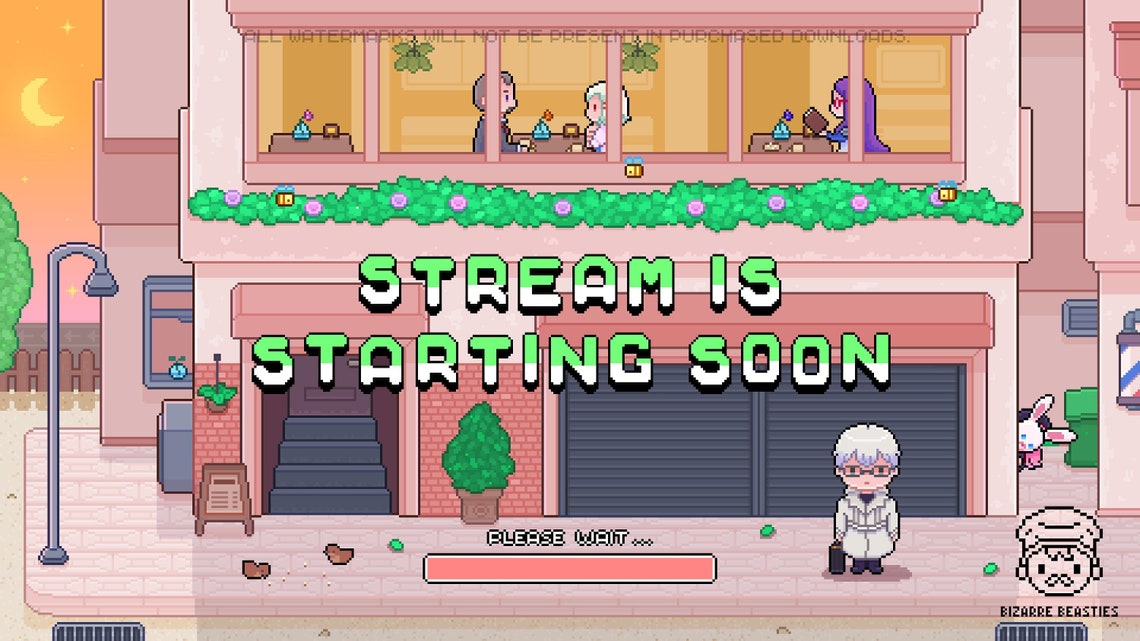 4x Cute Premium Animated Twitch Offline Banners ~ 8bit Pixel Art Stream ...