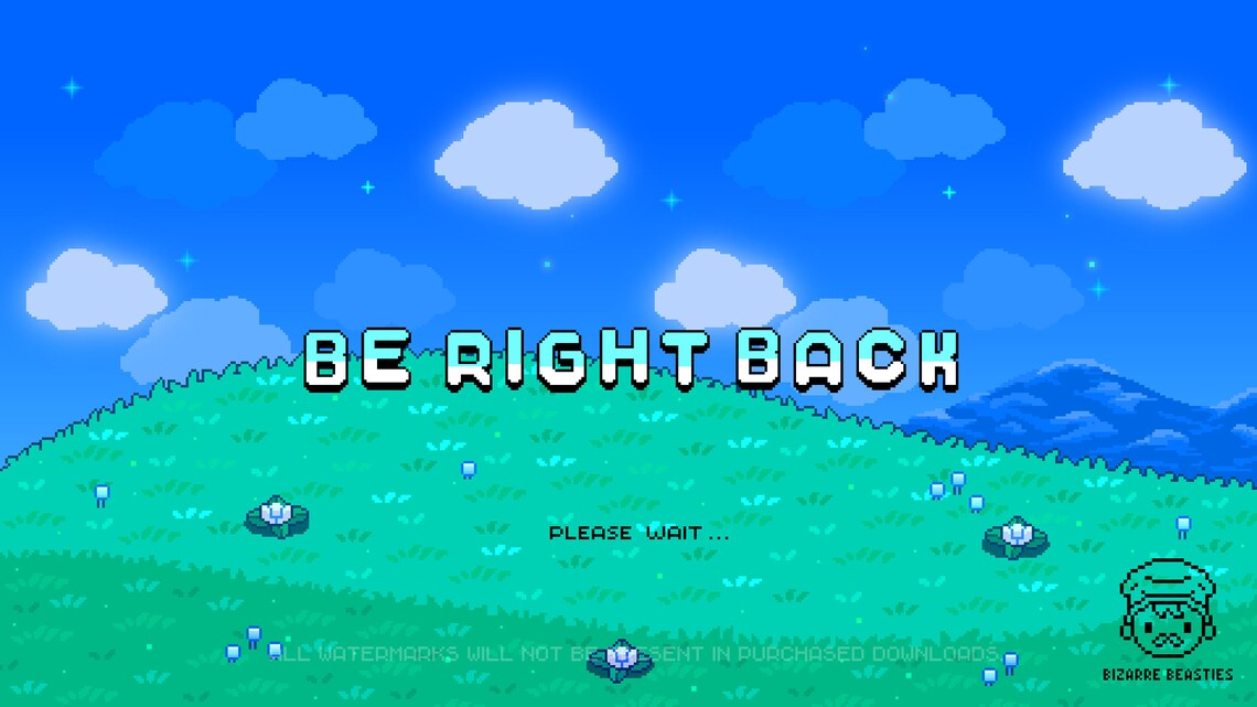 4x Cute Animated Twitch Stream Screens Pack~ 8bit Pixel Art Animation ...