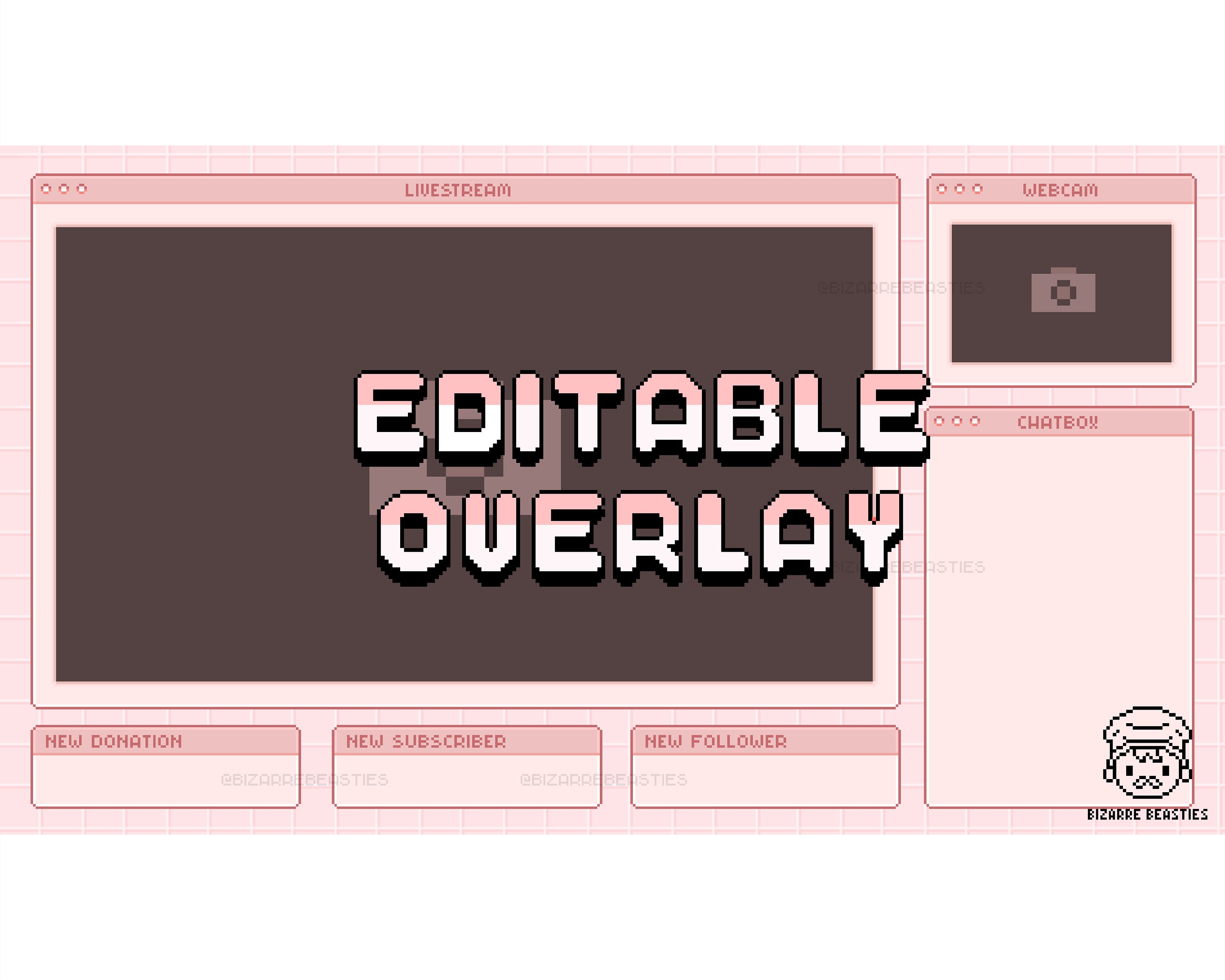 Editable Stream Overlay Pack Pixel Art Computer Windows - Etsy UK
