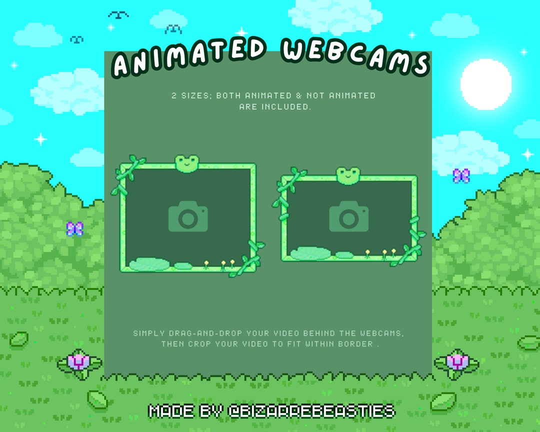 Cute Pixel Art Animated Webcam Overlay - Twitch Stream Decor, Youtube ...