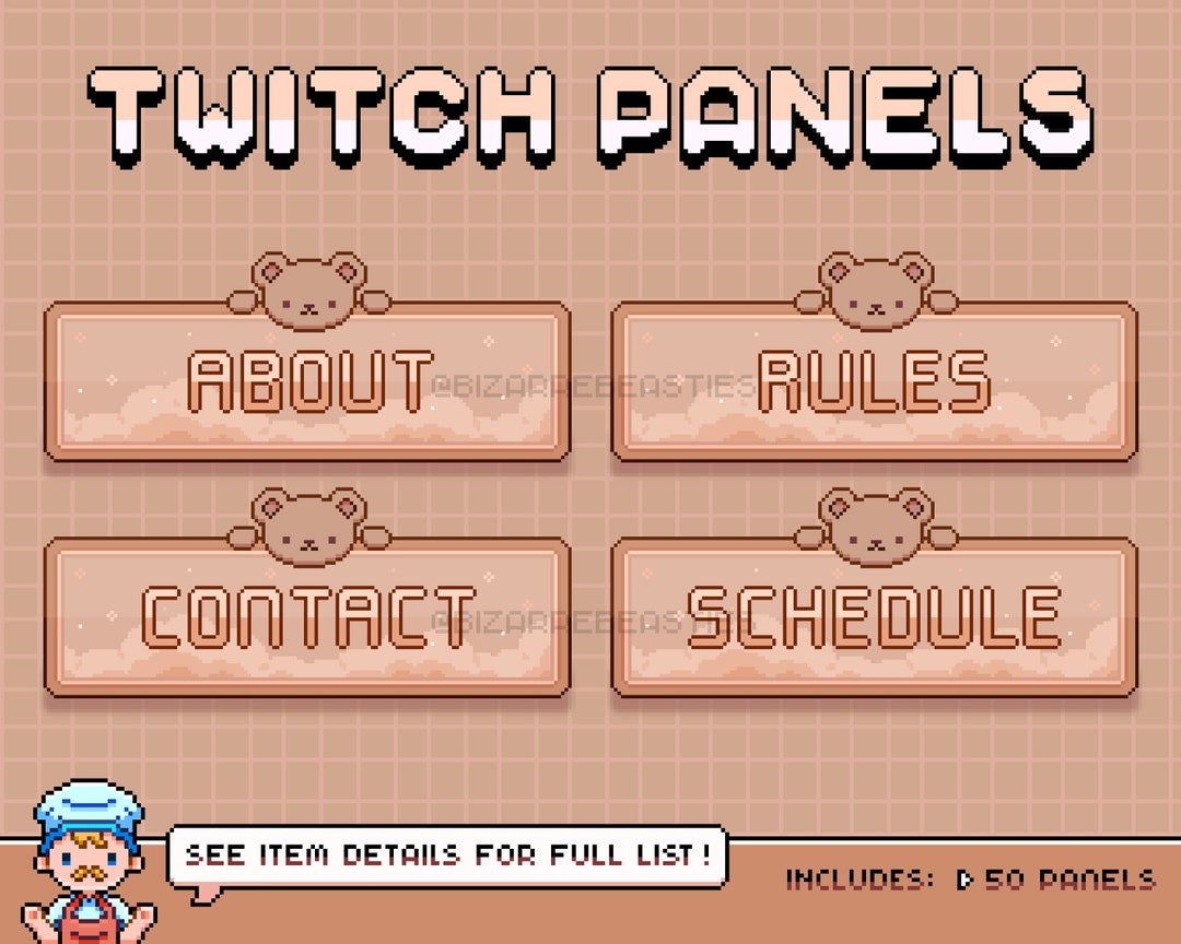50x Cute Twitch Panels Stream Pack ~ Pixel Art Panels, Streamer ...