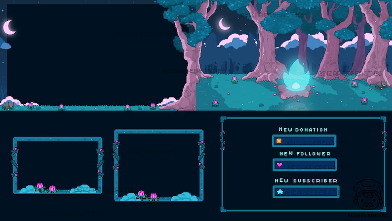Premium Animated Twitch Overlay Cute Pixel Art Stream - Etsy
