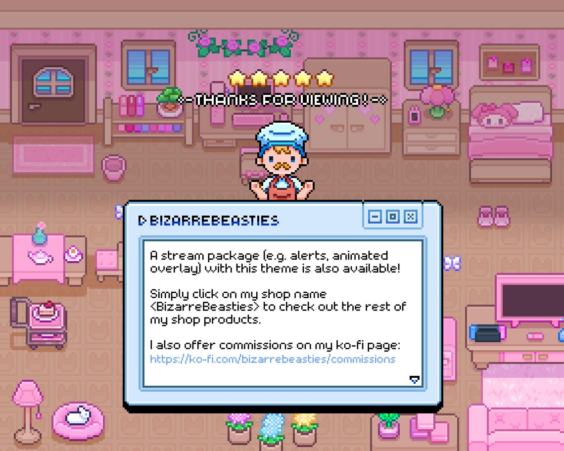 Cute Pixel Art Animated Webcam Overlay - Kawaii Pink Bedroom Stream ...