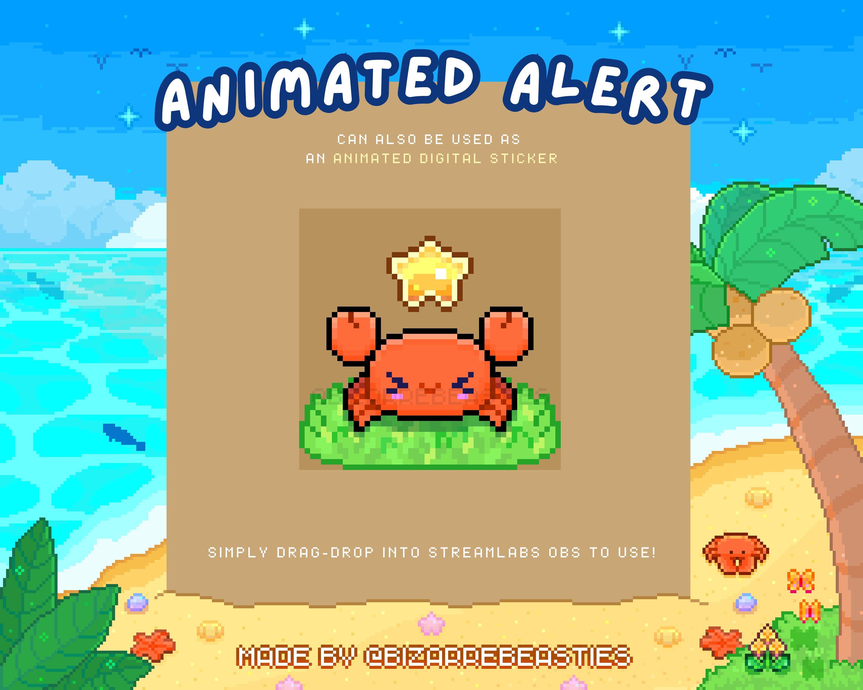 1 Cute Animated Stream Alert ~ Pixel Art Twitch Alert, Funny Animal ...