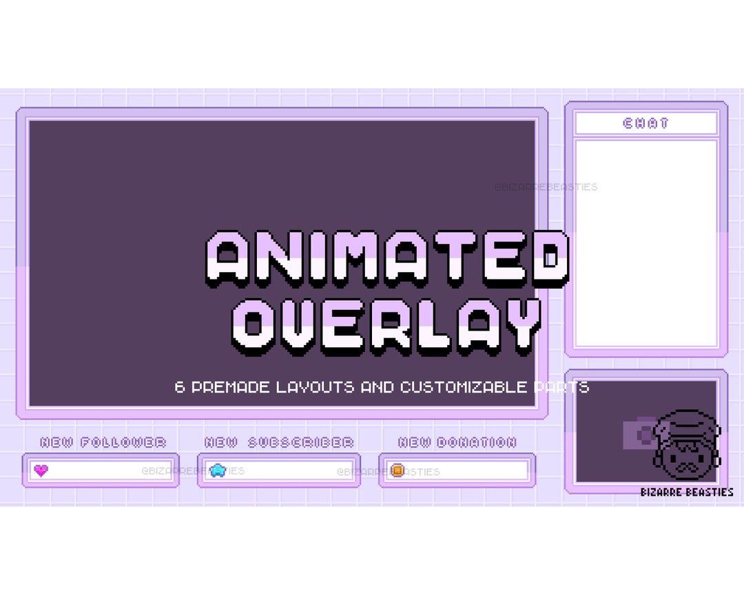 Cute Pixel Art Animated Stream Overlay Pack: Simple, Twitch , Chat ...