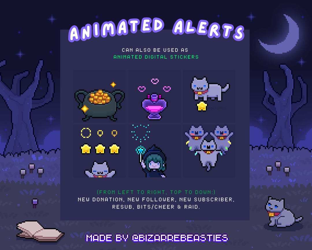 6 Cute Animated Stream Alerts ~ Twitch Alert, Alert Box, Animated Alert ...