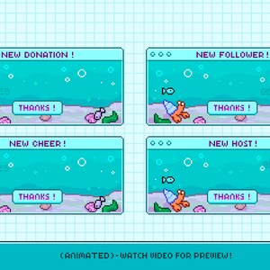 Cute 6x Animated Alerts Animated Twitch Alerts Pack Pixel Art Kawaii ...