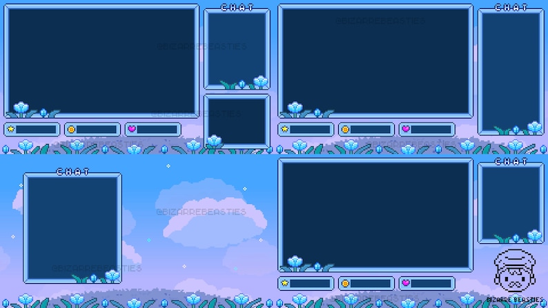 Premium Animated Twitch Overlays ~ Cute Pixel Art Stream Overlays, Just ...