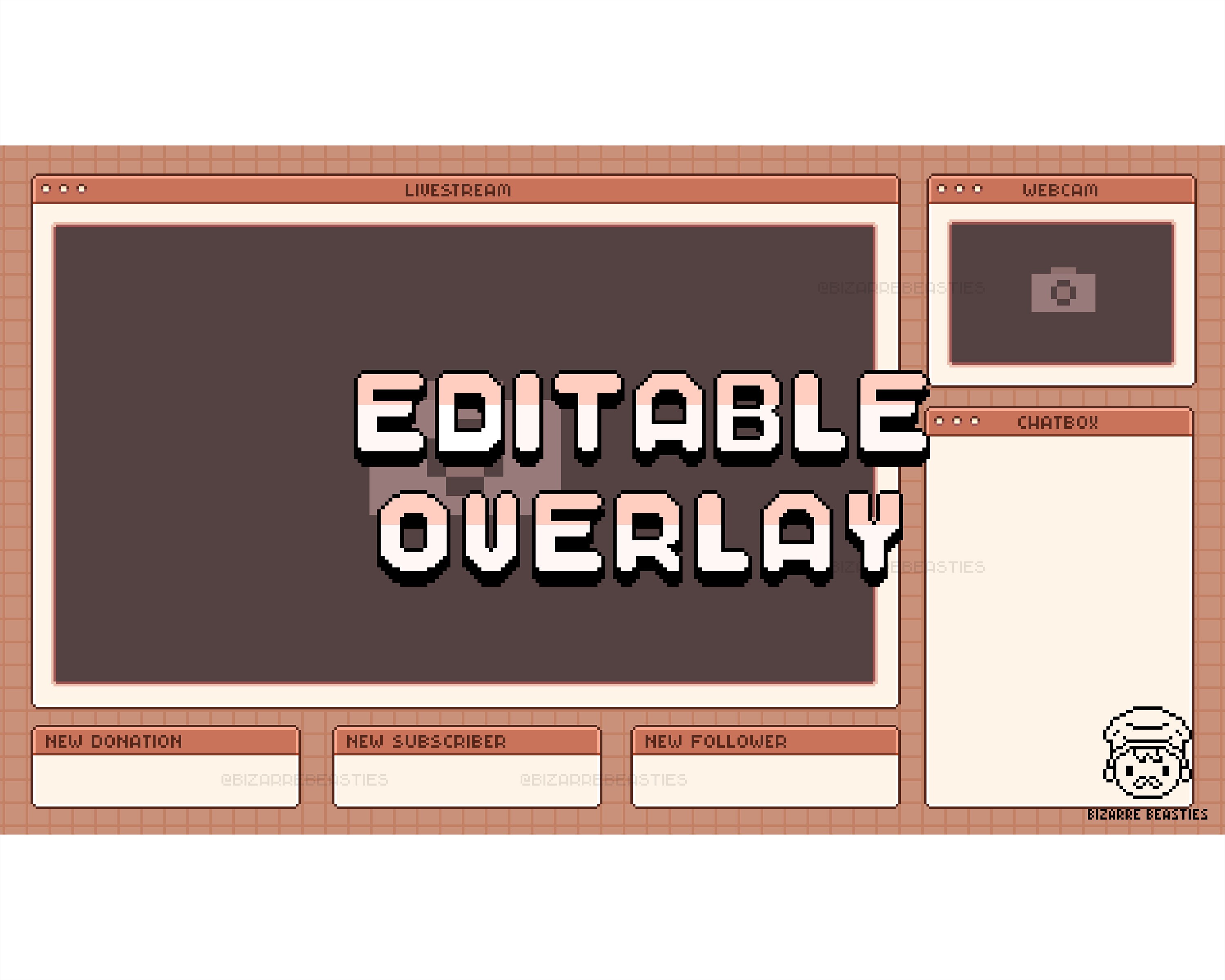 Editable Stream Overlay Pack Pixel Art Computer Windows - Etsy Australia