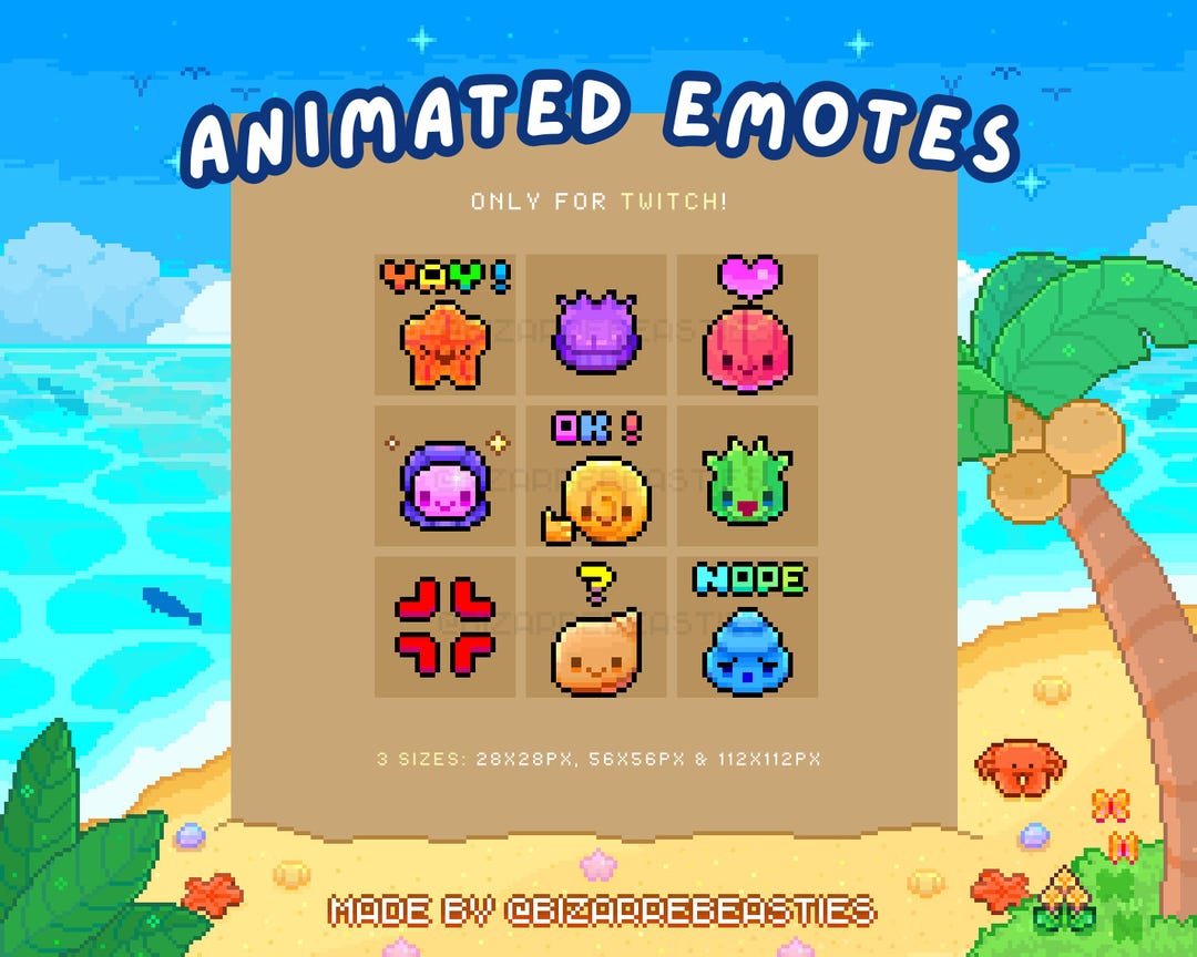9x Animated Twitch Emotes - Cute Pixel Art Emotes, Subscriber Rewards ...