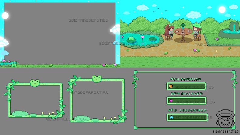 Premium Animated Stream Overlay Cute Pixel Art Twitch - Etsy
