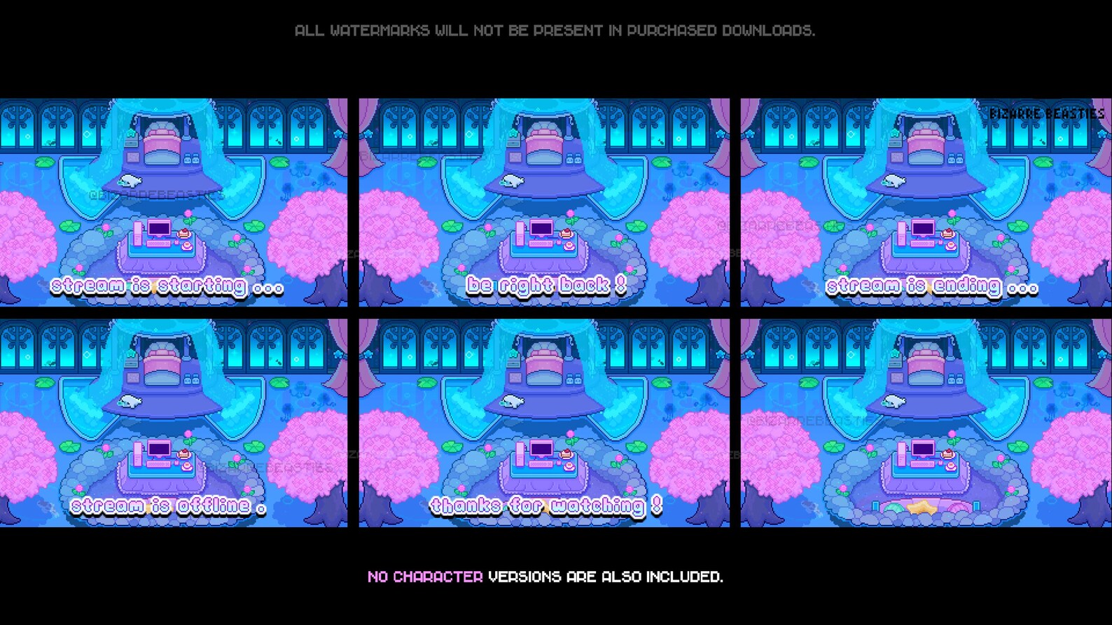 6 Cute Animated Stream Scenes - Starting, Brb, Ending, Offline Screen ...