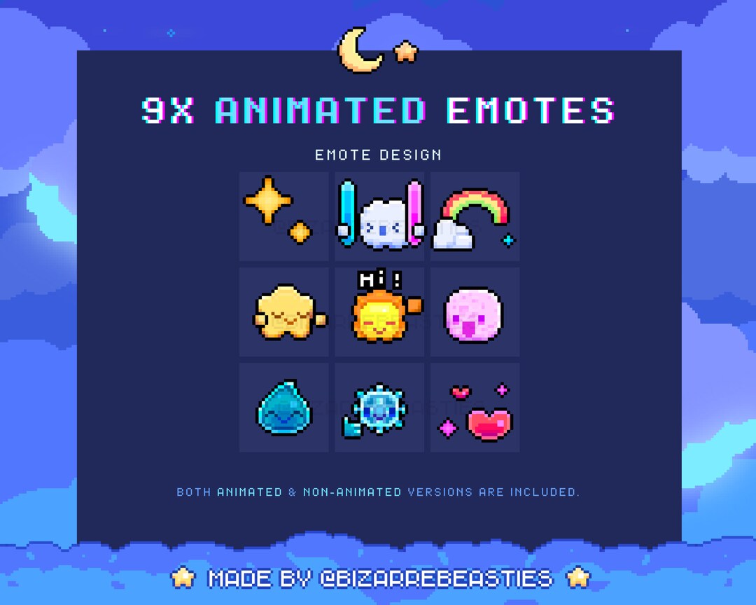 9x Animated Pixel Art Twitch Emotes Subscriber Rewards, Cute 8-bit ...