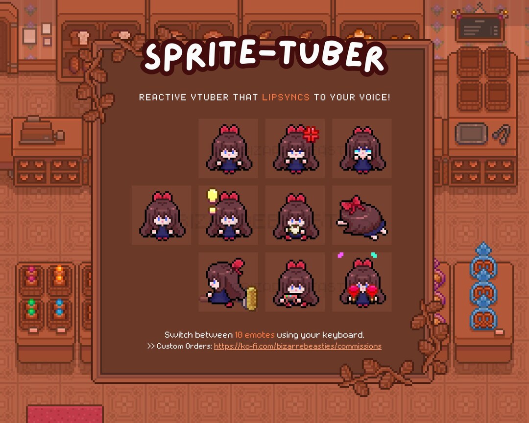 Animated Pixel Art Sprite-tuber Model - Premade Vtuber Assets, Cute ...