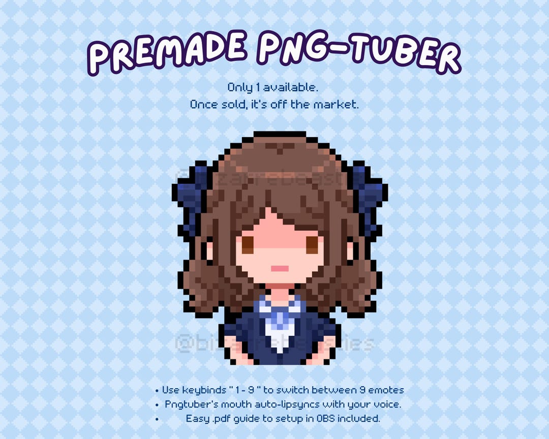 Premade Png-tuber Model - Only 1 Available - Pixel Art Vtuber Stream ...