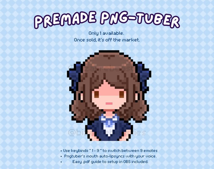 Premade Png-tuber Model - Only 1 Available - Pixel Art Vtuber Stream ...