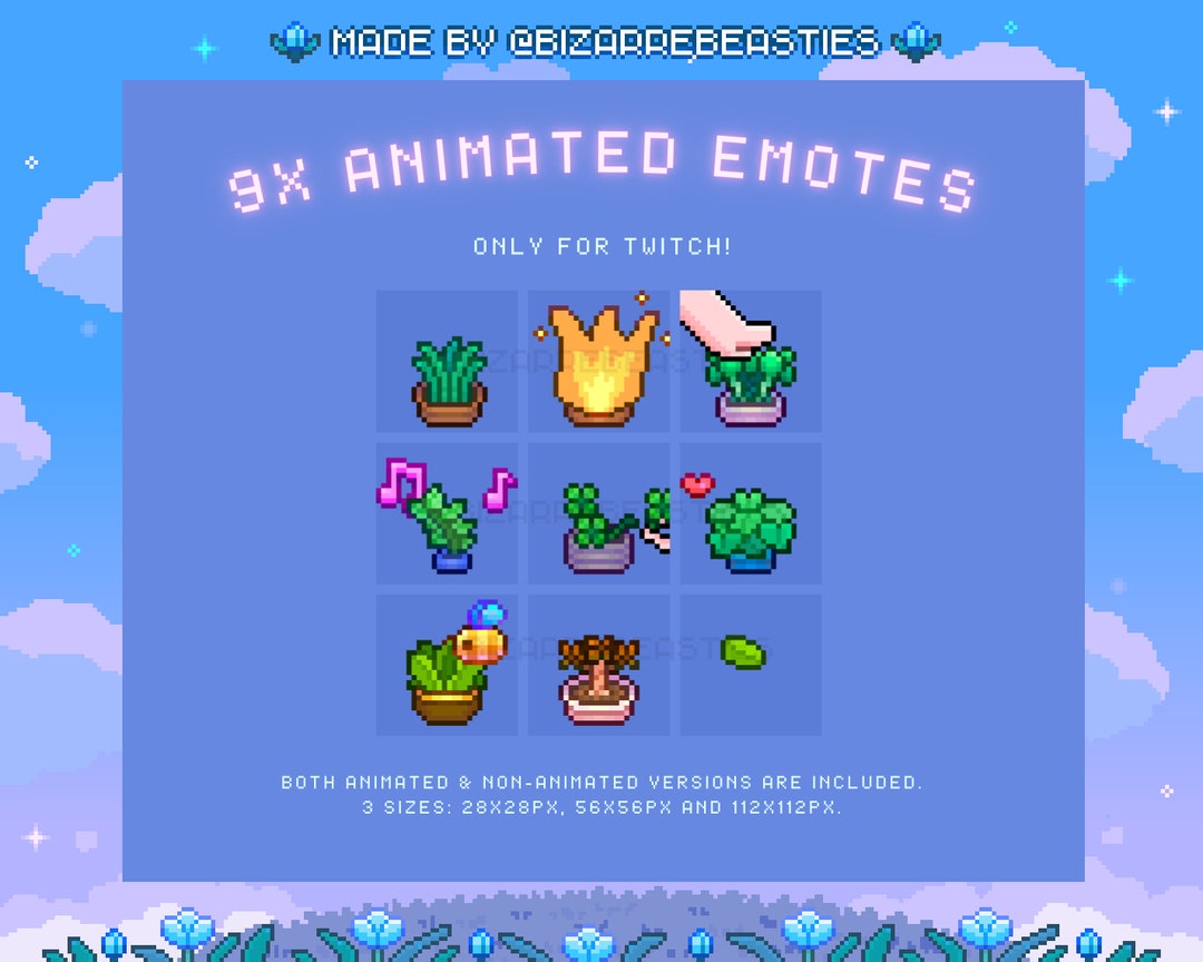 9x Animated Pixel Art Twitch Emotes - Subscriber Rewards, Cute 8-bit ...