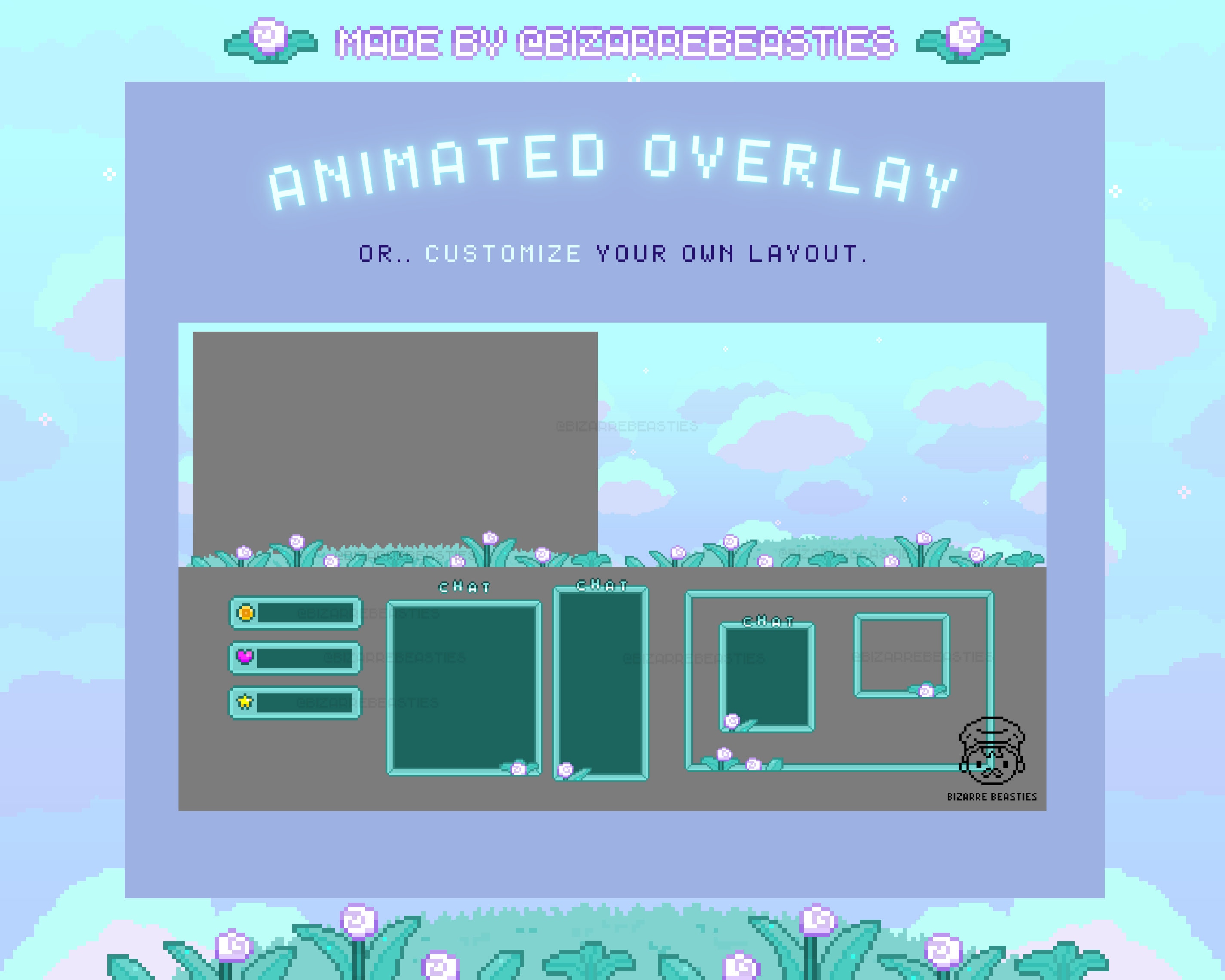 Pixel Art Animated Stream Package for Twitch, Youtube: Stream Overlays ...