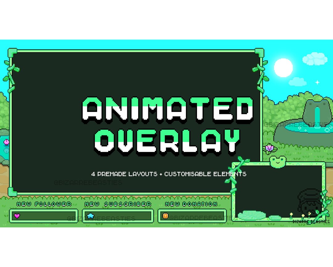 Premium Animated Stream Overlay Cute Pixel Art Twitch - Etsy
