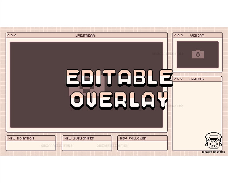 Editable Stream Overlay Pack Pixel Art Computer Windows - Etsy