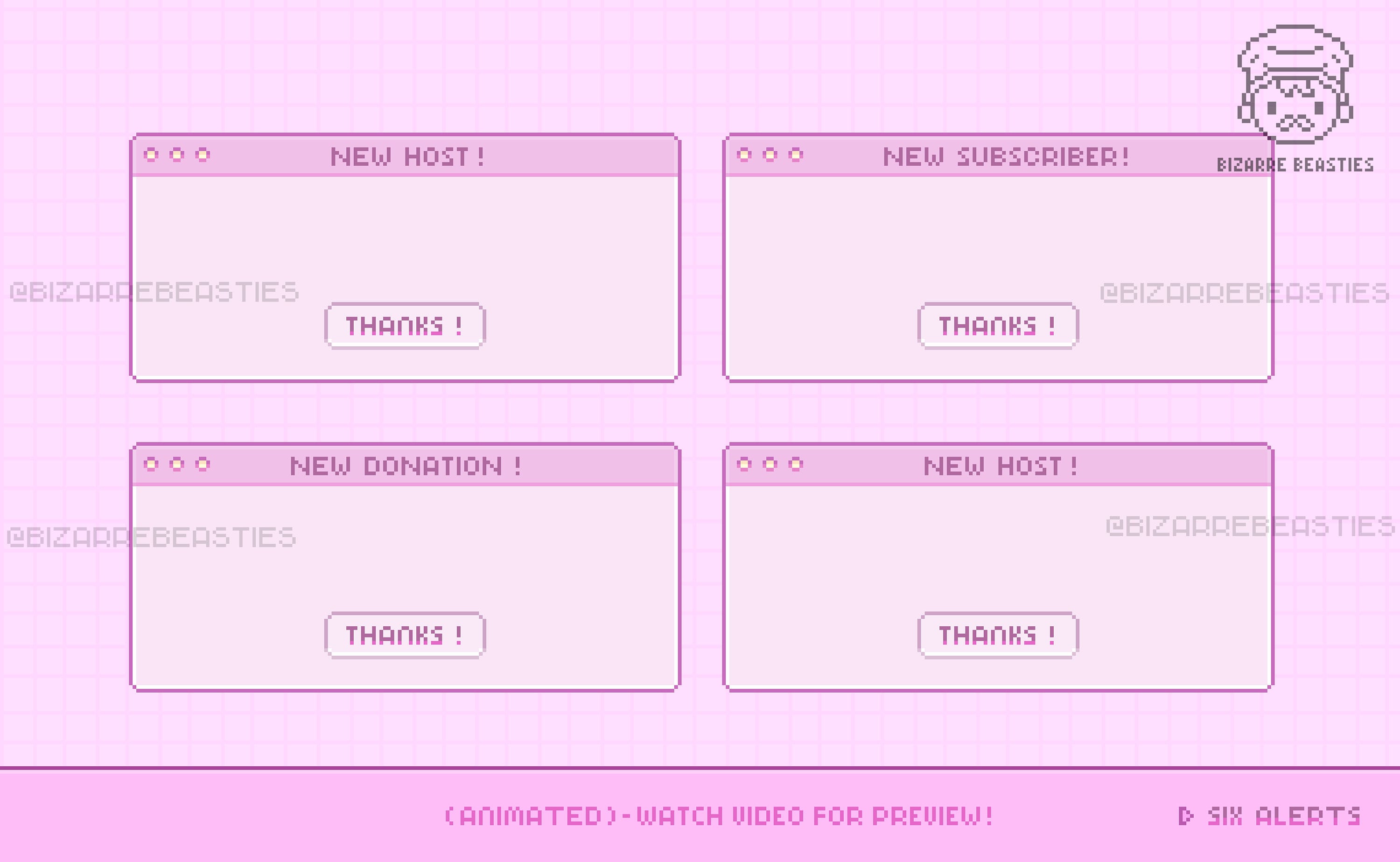 Drawing & Illustration Animated Stream Alerts Cute 6x Animated Alerts ...