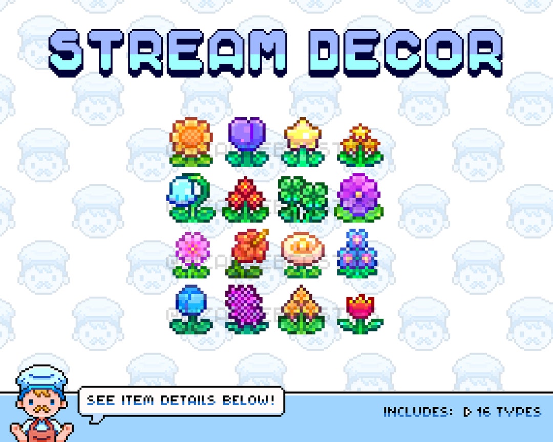 Cute Pixel Art Stream Decorations, Digital Only Stickers, Stars ...